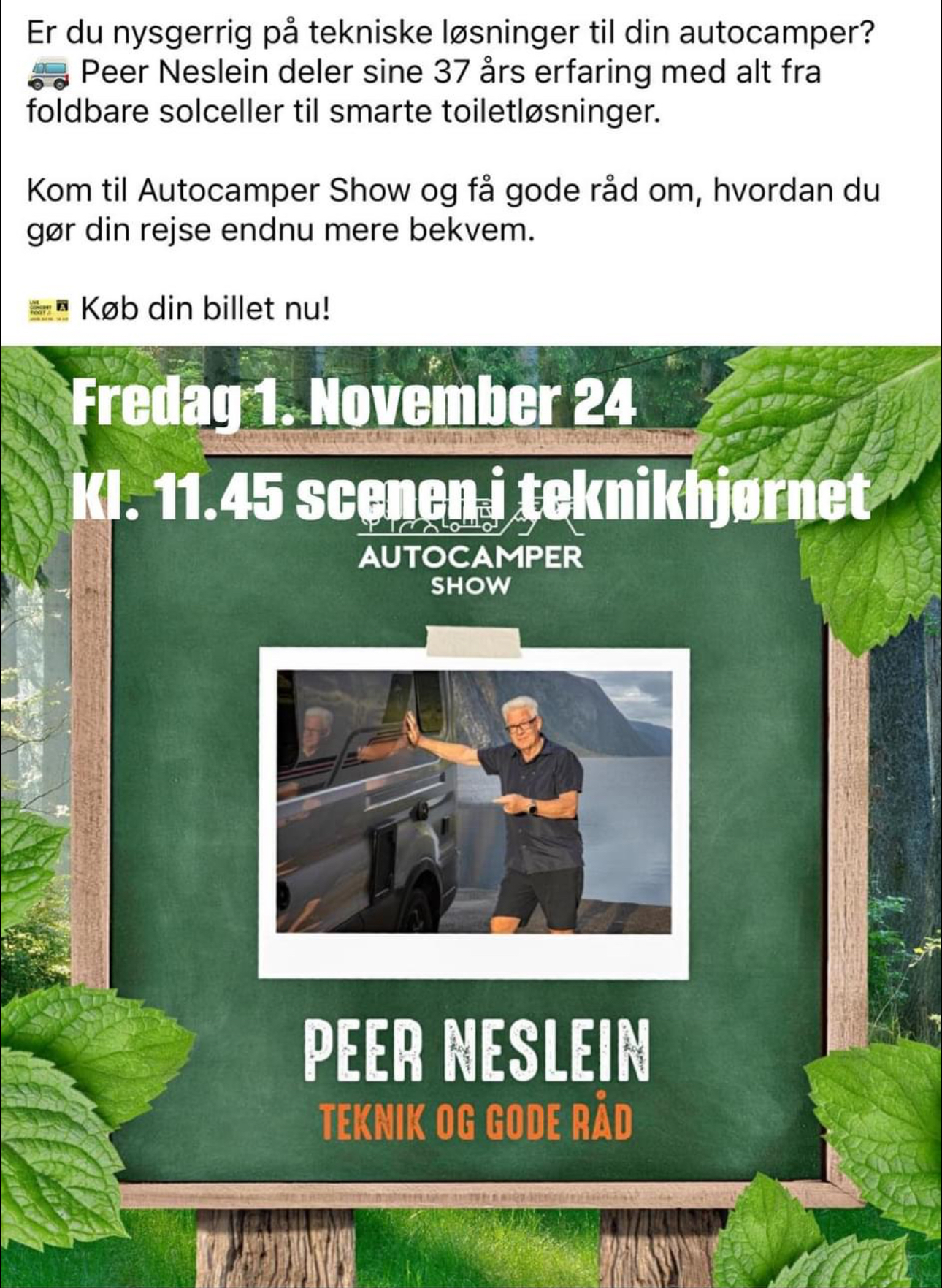 Peer Neslein holder foredrag på Autocamper Show i Fredericia ...